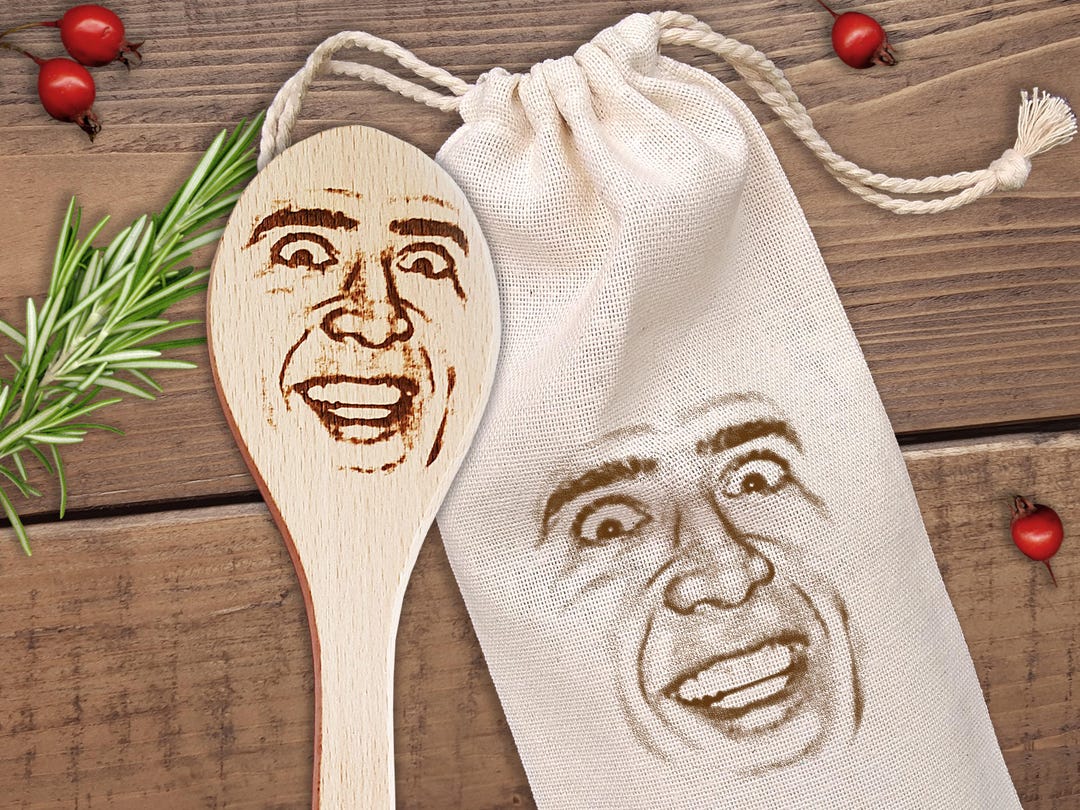 Nicolas Cage Face on Wooden Spoon Funny Meme Gifts for Birthday ...
