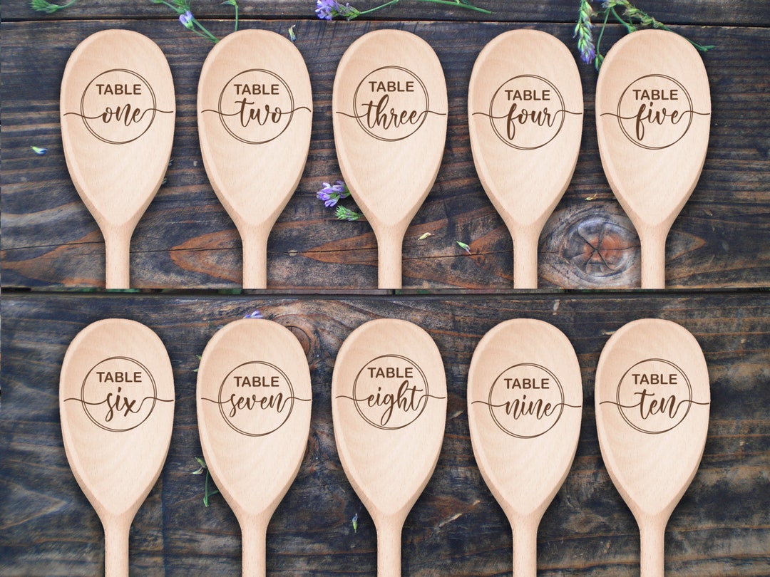 Circle Table Numbers Wedding Reception Numbers Laser Engraved Spoons ...