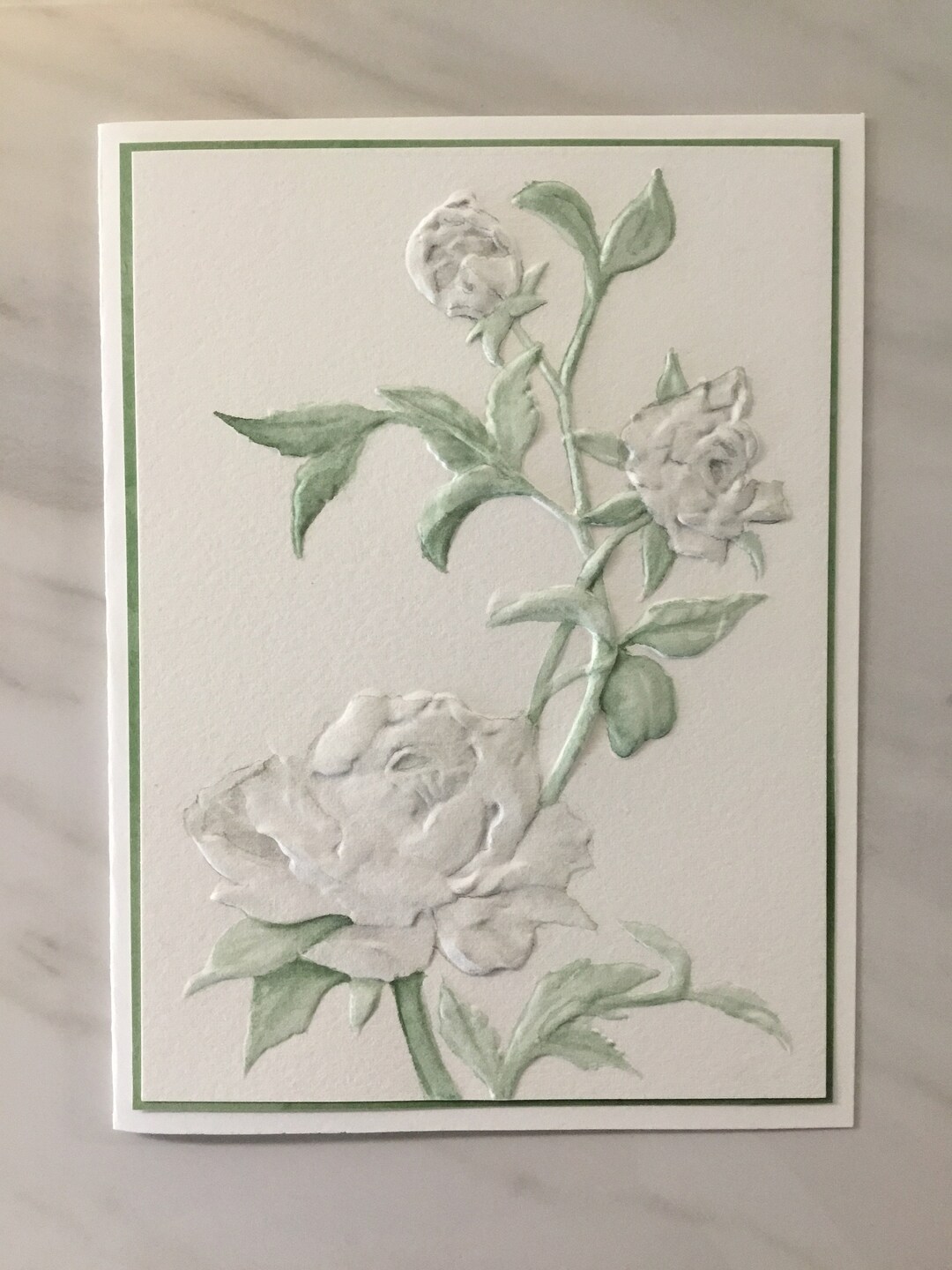 Embossed White Roses Hand Painted - Etsy