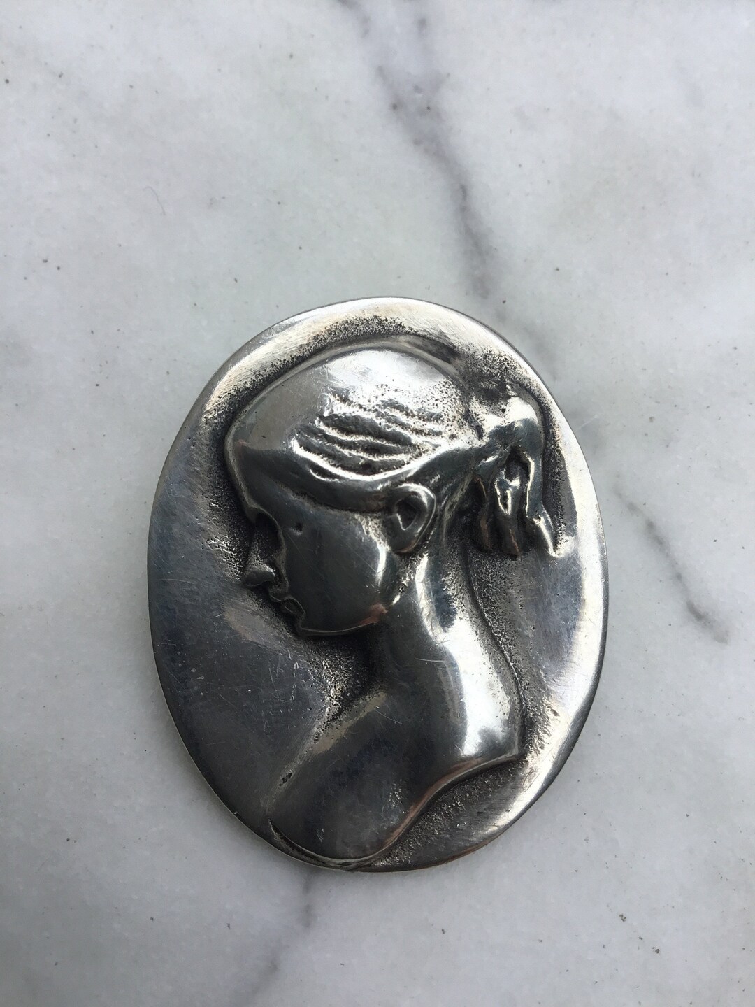 Sterling Silver Cameo of Girl - Etsy