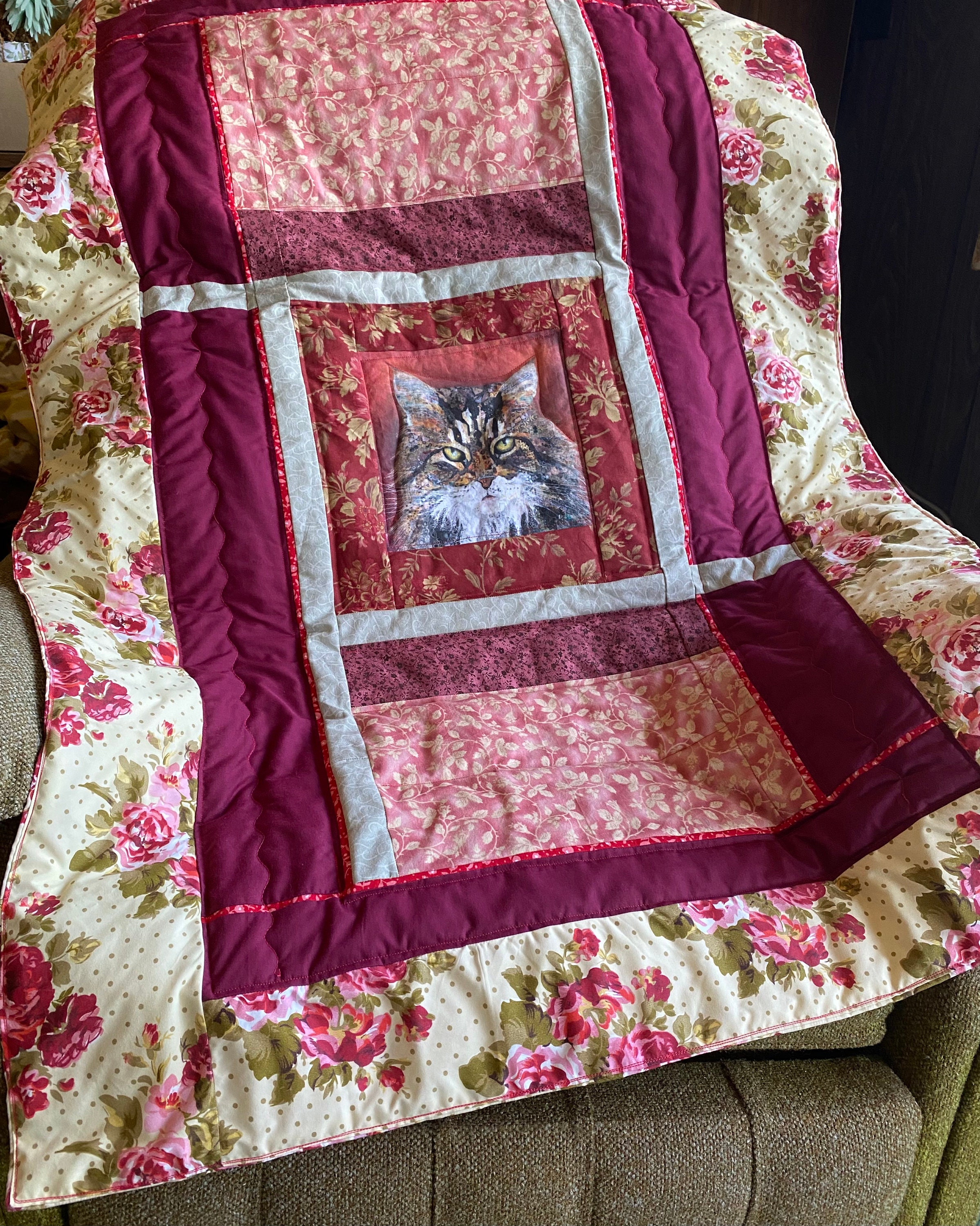 Floofy Calico Tabby Cat Throw Quilt - Etsy