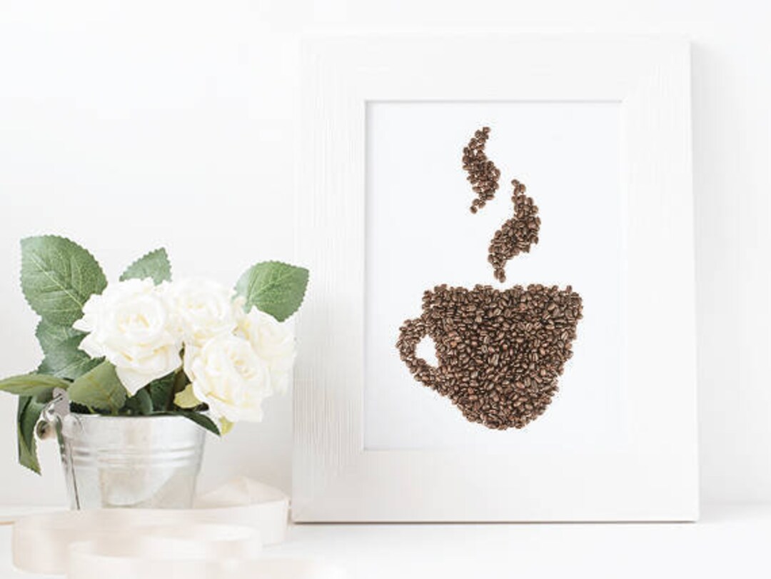 Coffee Bean Art, Coffee Cup Print, Gifts for Coffee Lovers, Coffee ...
