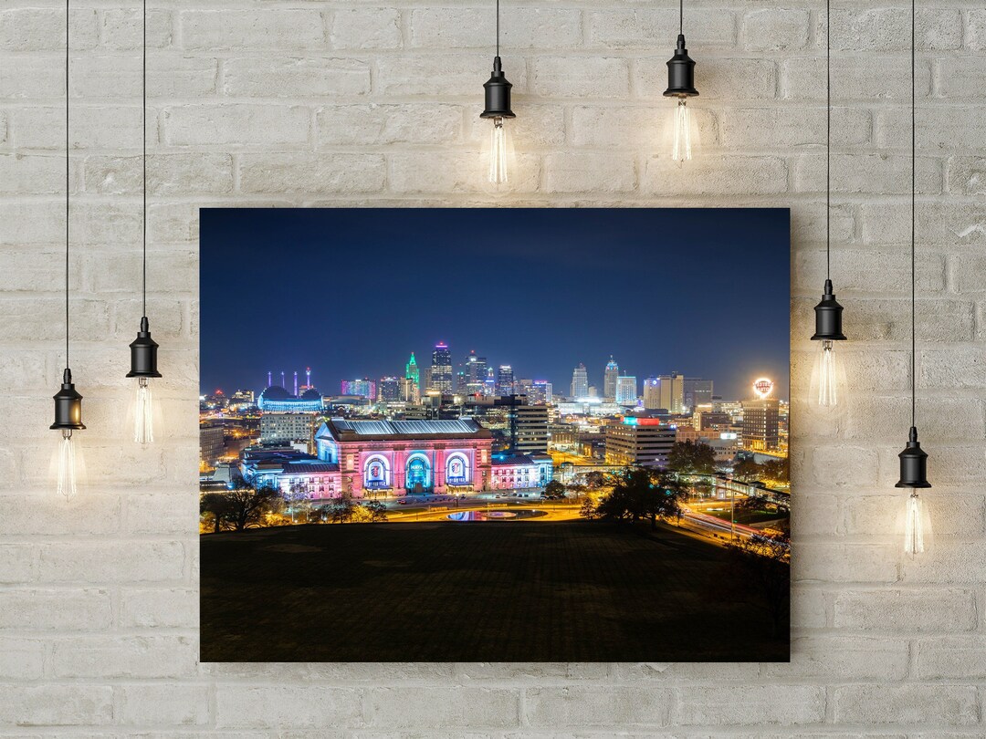 Downtown Kansas City Skyline Print, Union Station Wall Art ...