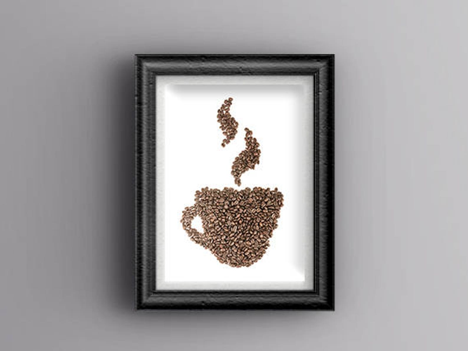 Coffee Bean Art, Coffee Cup Print, Gifts for Coffee Lovers, Coffee ...