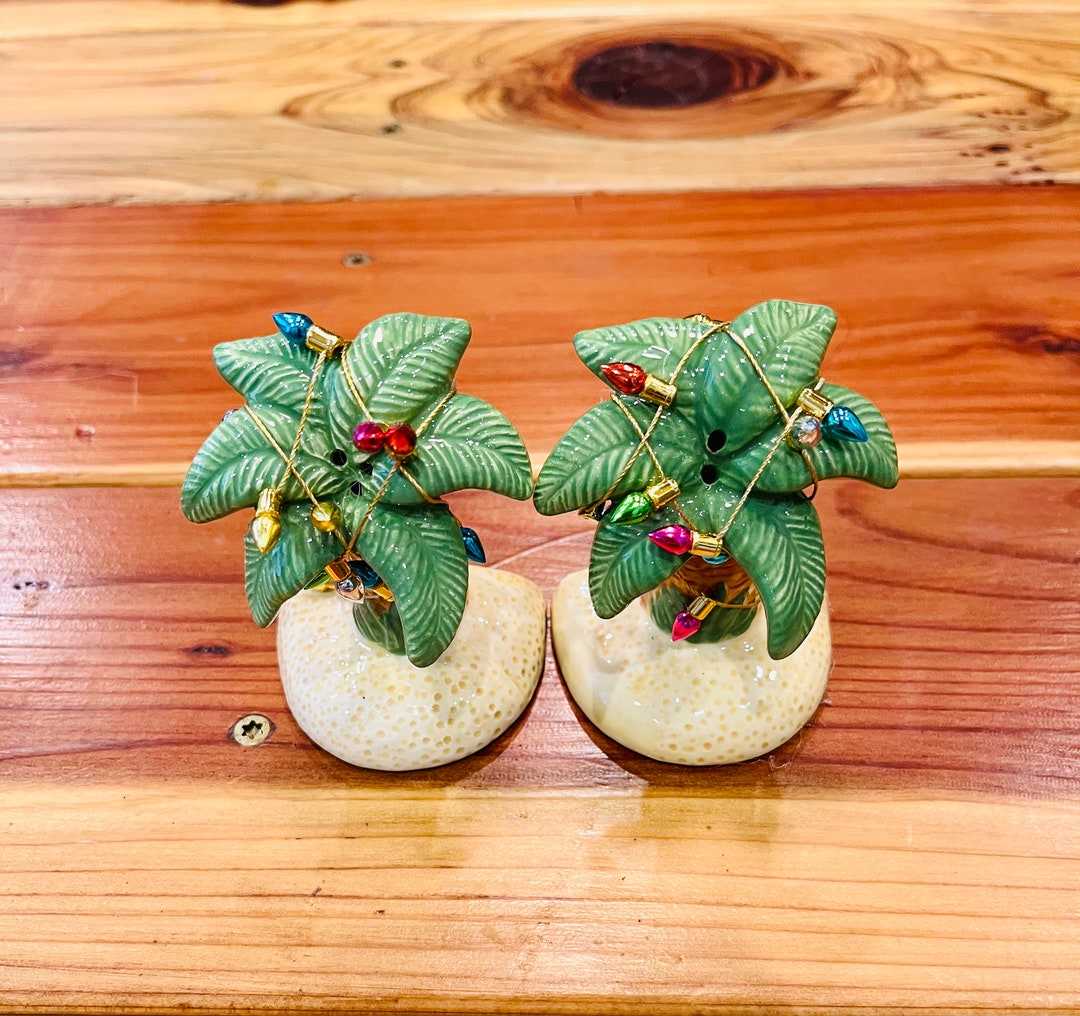 Salt and Pepper Christmas Palm Tree Shaker Set Ceramic - Etsy