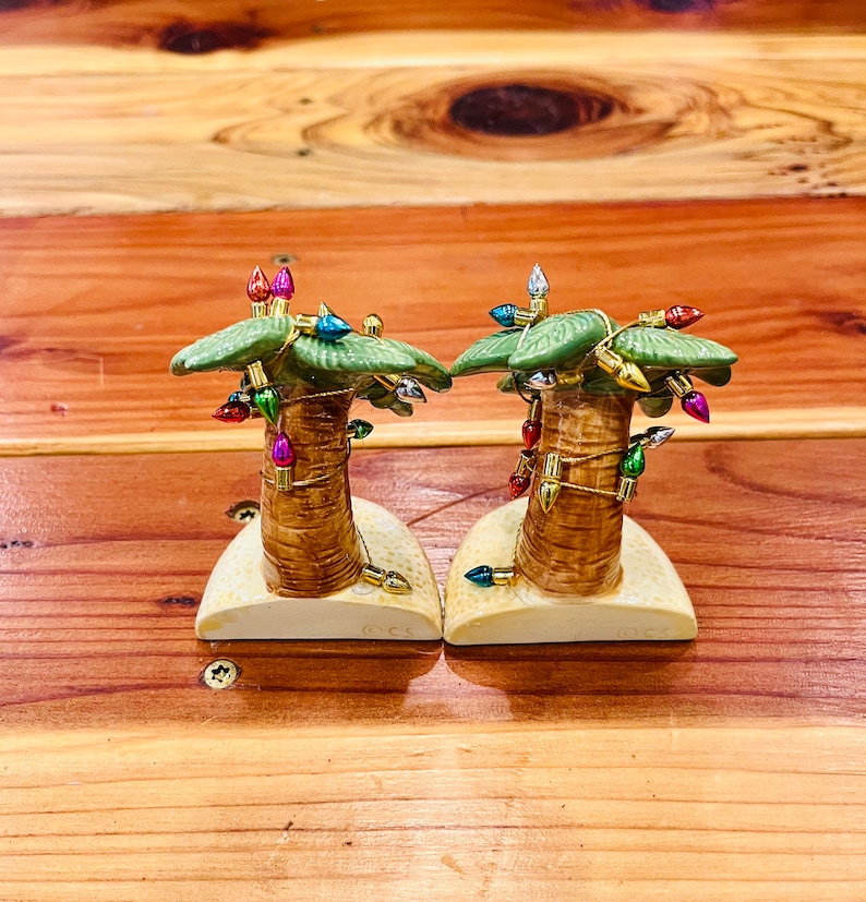 Salt and Pepper Christmas Palm Tree Shaker Set Ceramic - Etsy