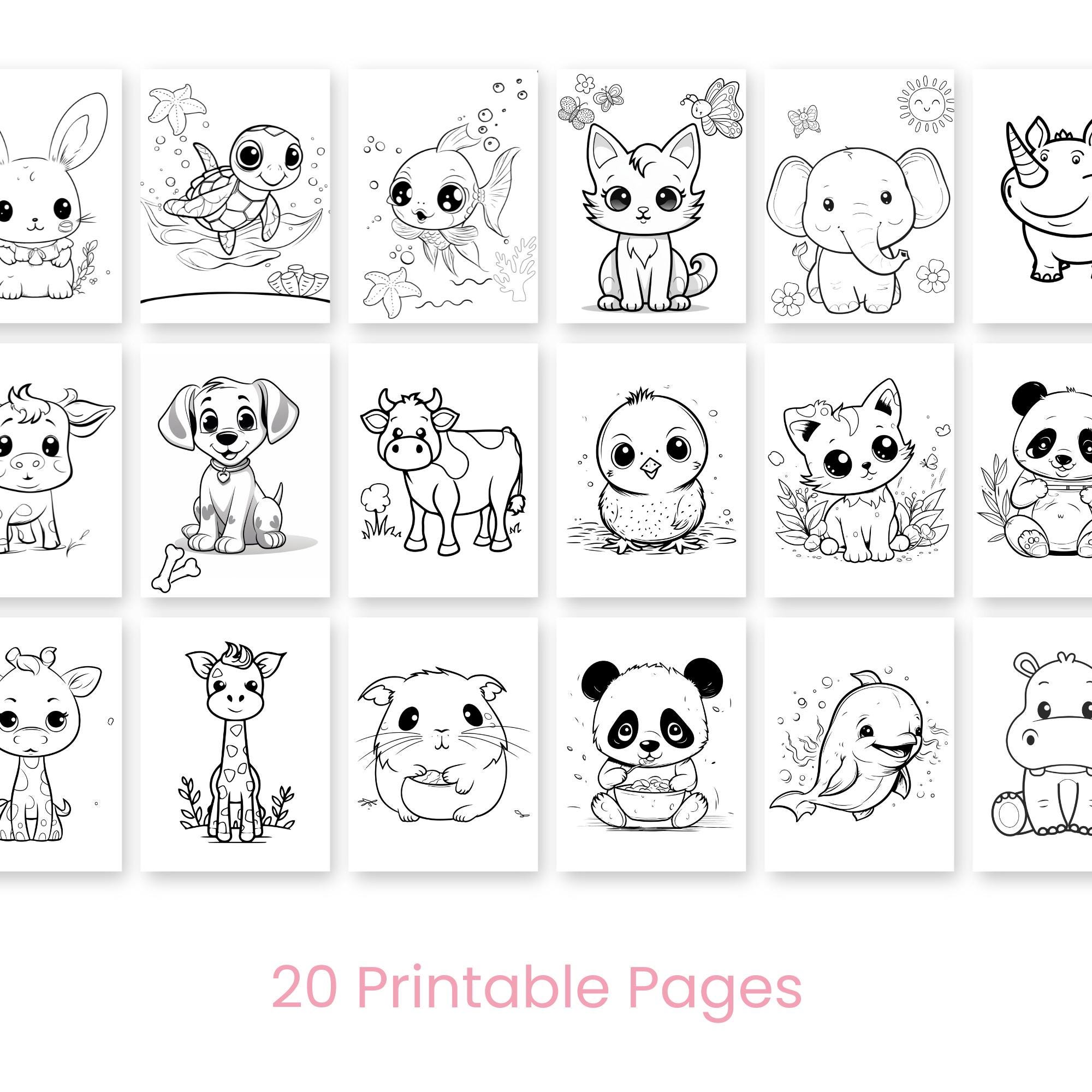 CUTE Animal Coloring Pages | 20 Pages | PDF | Digital Download - Etsy