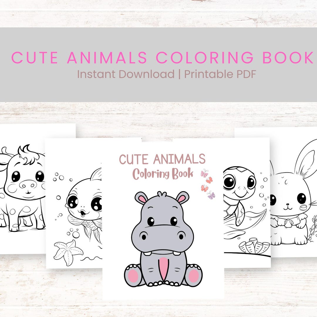 CUTE Animal Coloring Pages | 20 Pages | PDF | Digital Download - Etsy