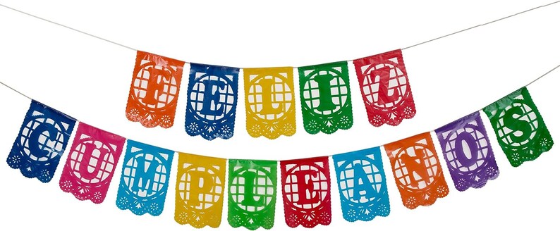 Small Plastic Banner I Feliz Cumpleaños I Mexican Papel Picado - Etsy
