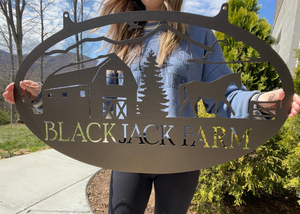 Barn Sign - Horse Barn Metal Sign - Custom Barn Name Sign ...