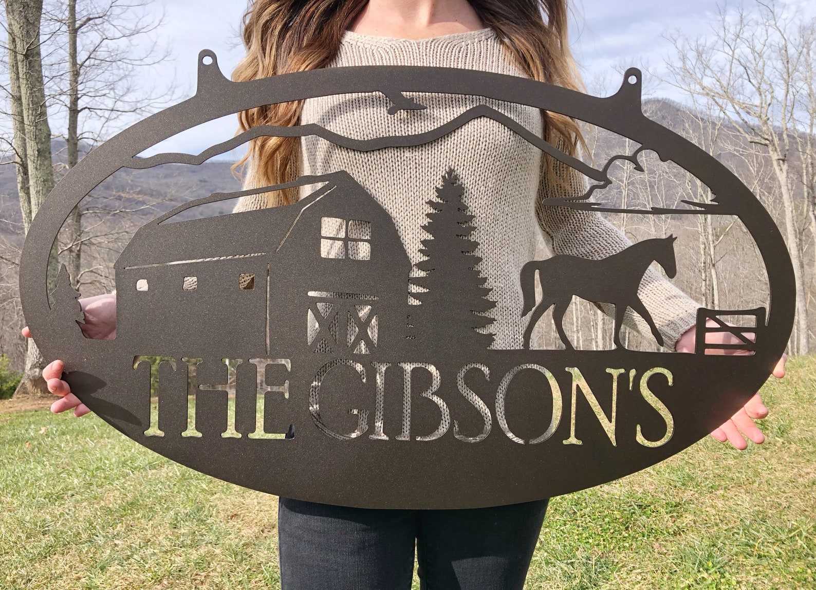 Barn Sign - Horse Barn Metal Sign - Custom Barn Name Sign ...