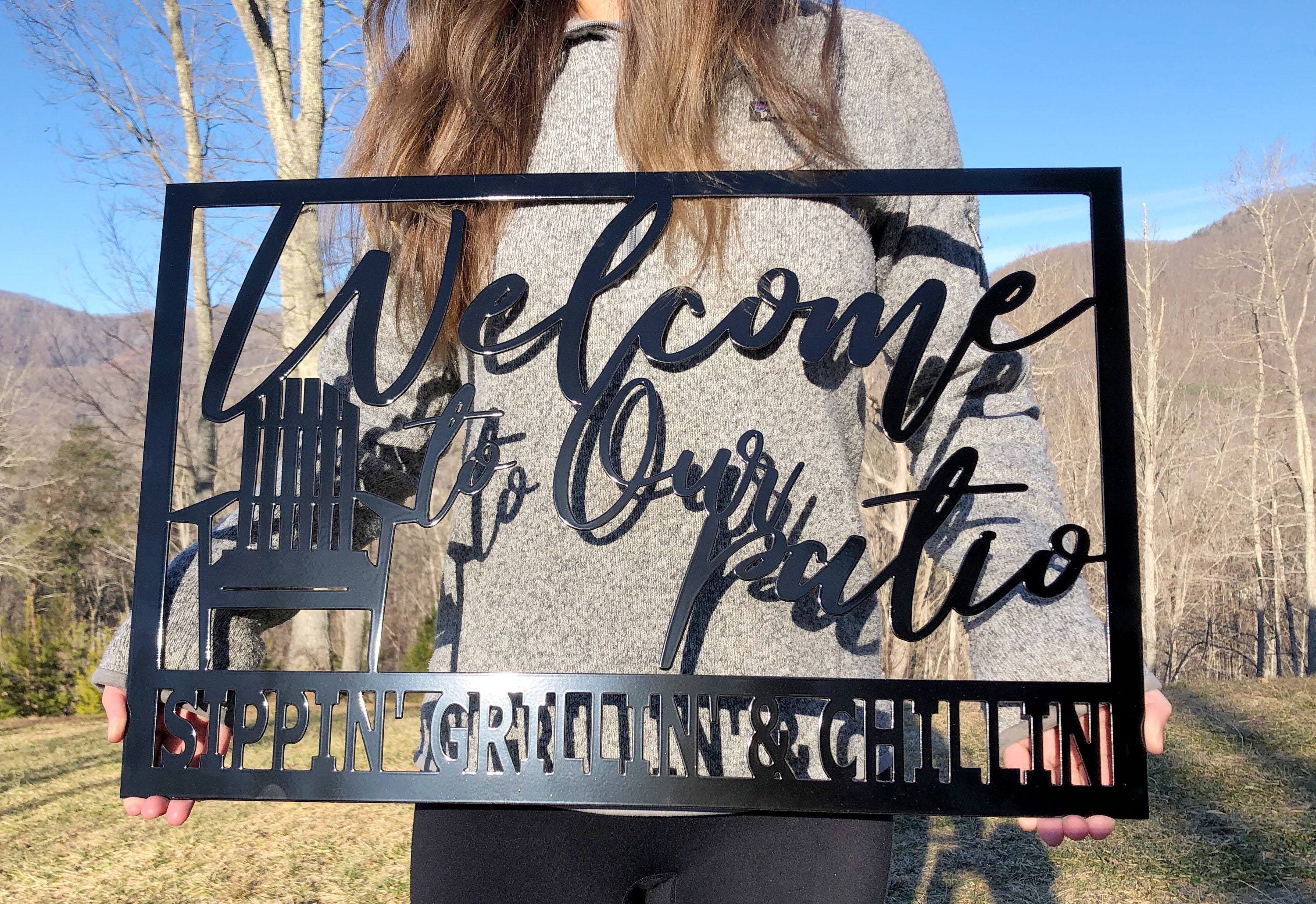 Welcome Patio Sign - Patio Sign - Welcome to Our Patio Sign - Metal ...