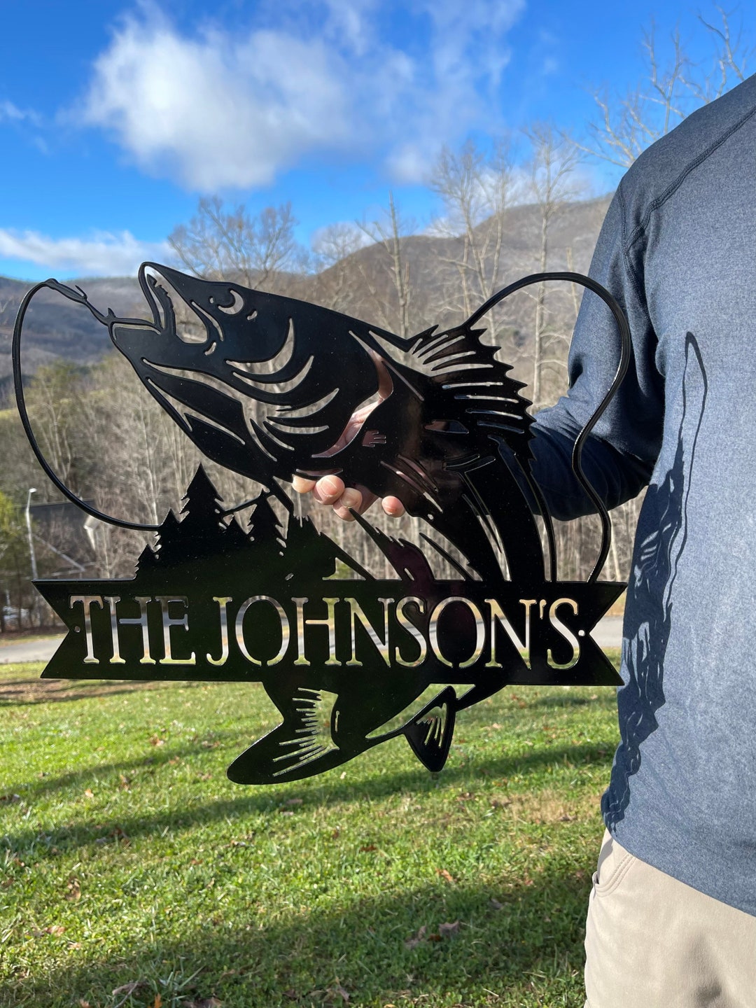 Family Name Sign - Fisherman’s Metal Sign - Custom Fish Name Sign ...