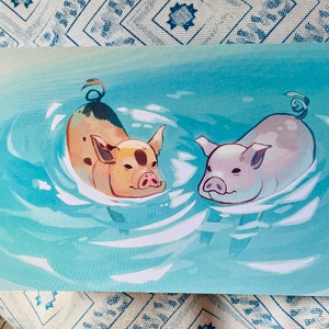 Swimming Piggies Print - Etsy