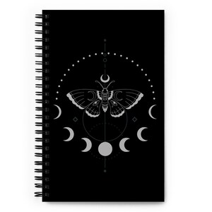 Lunar Moth Notebook | Spiral Bound Dotted Page - Etsy