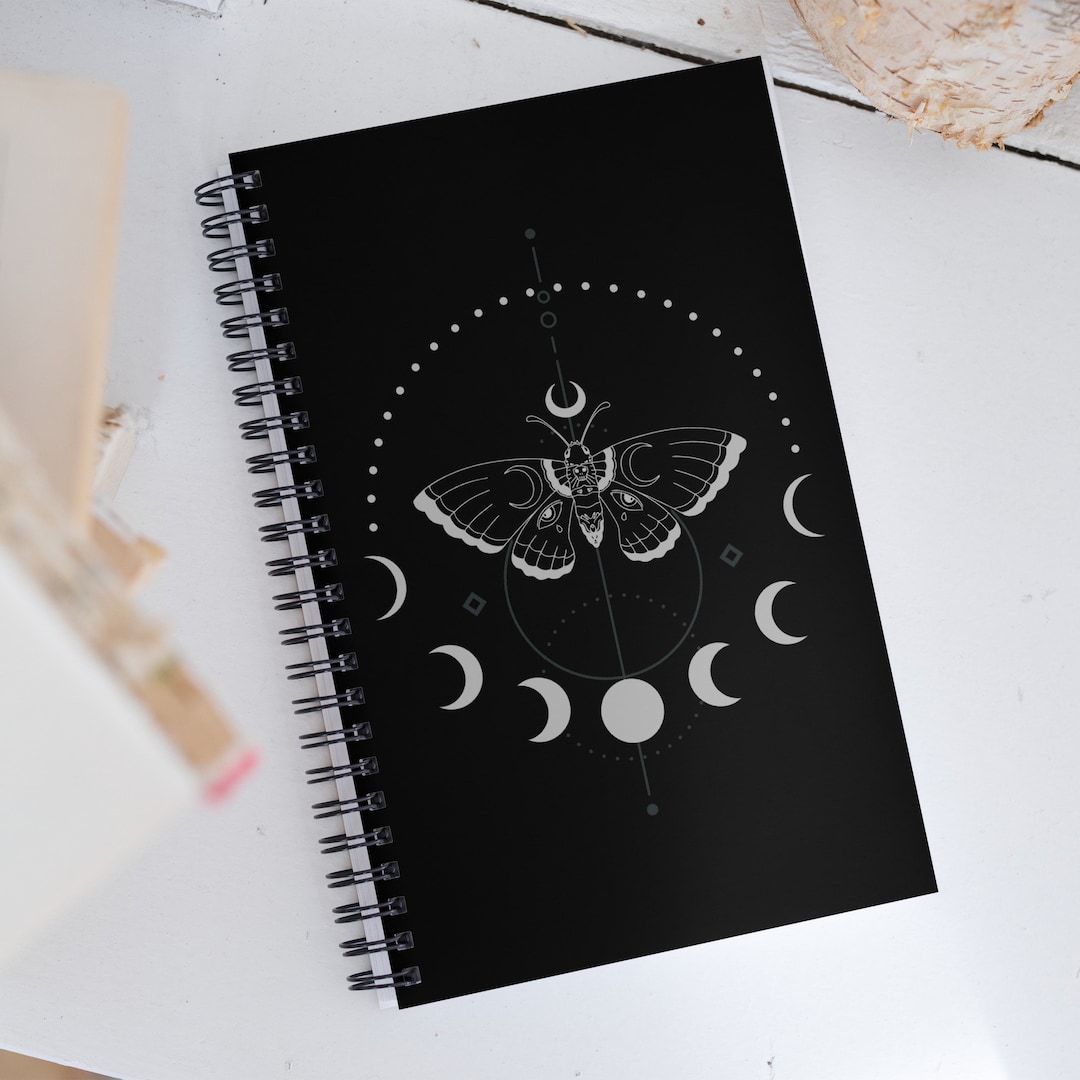 Lunar Moth Notebook | Spiral Bound Dotted Page - Etsy