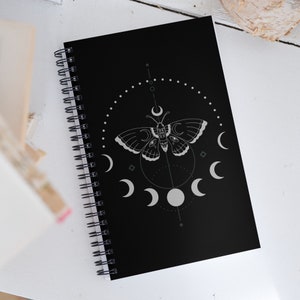 Lunar Moth Notebook | Spiral Bound Dotted Page - Etsy