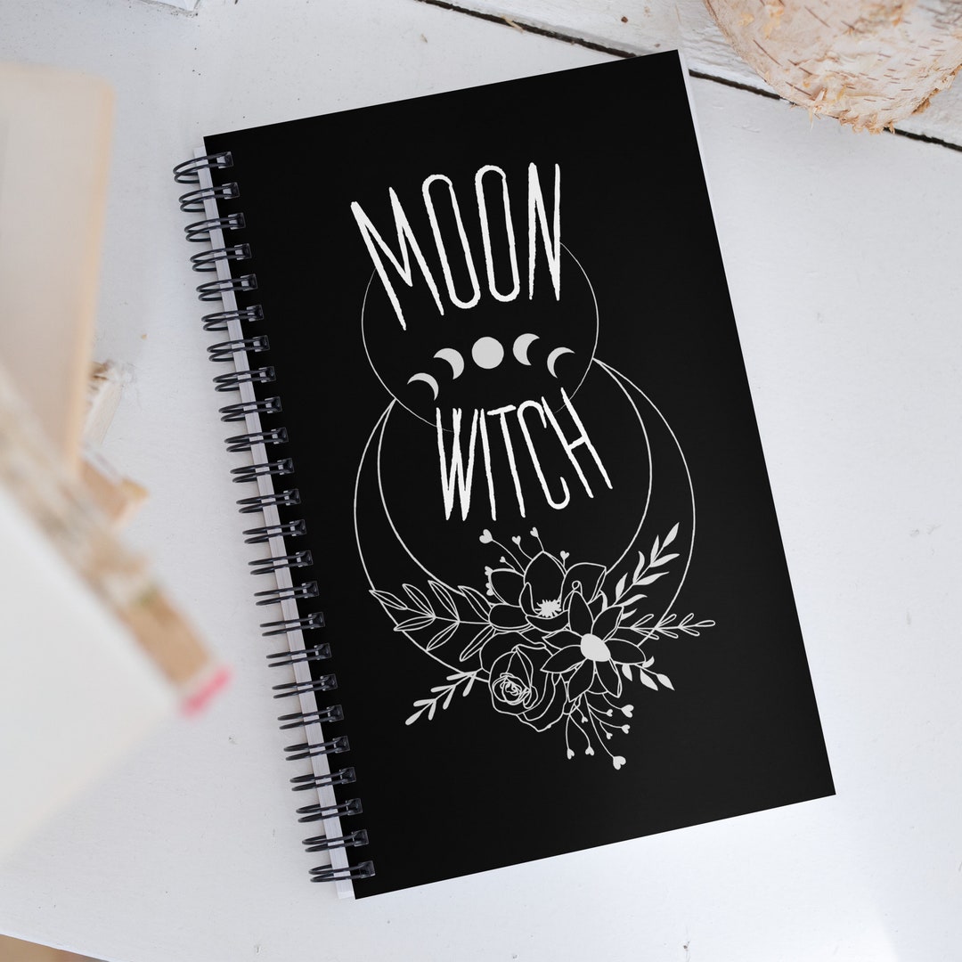 Moon Witch Notebook | Spiral Bound Dotted Page - Etsy