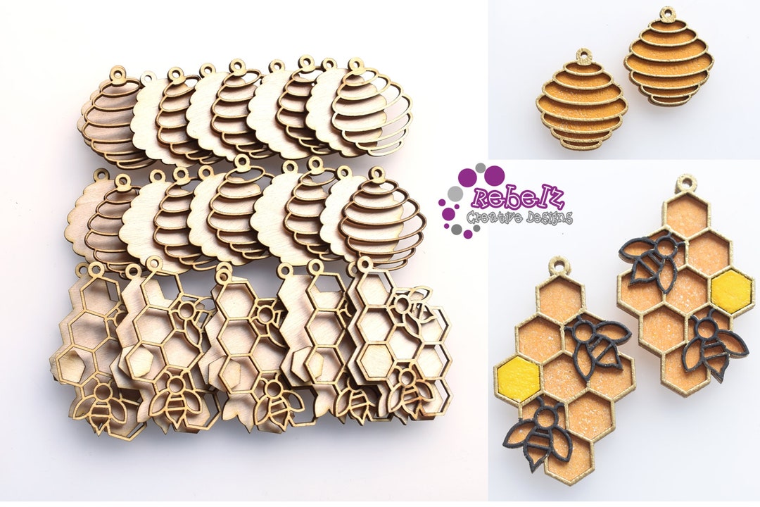 Laser Cut Beehive and Honecomb Components for Earrings, Pendants ...