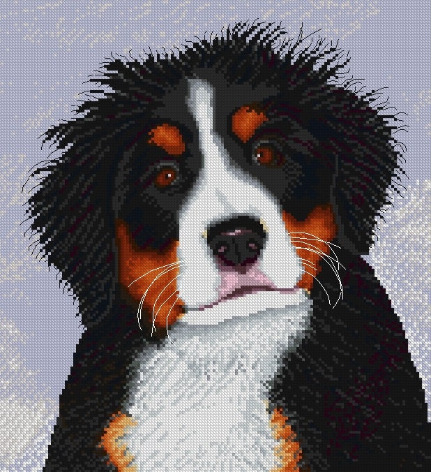 Fuzzy Head Berner Puppy Cross Stitch Pattern Chart-cute Bernese ...