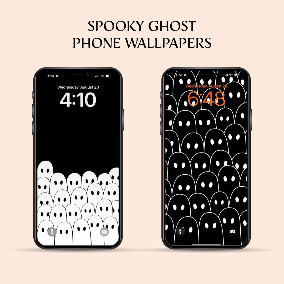Halloween Ghost Phone Background- 2 Spooky Ghosts Digital Wallpaper - Etsy