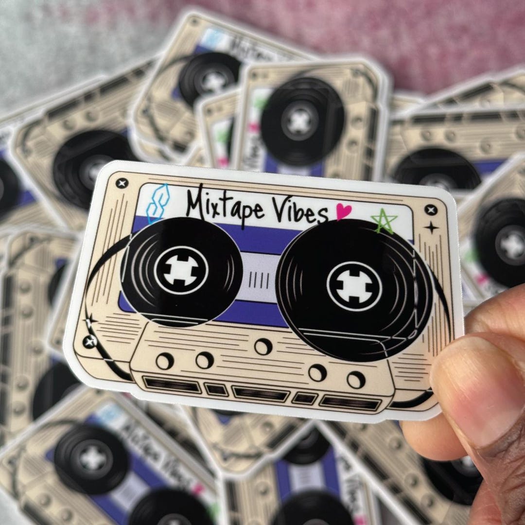 Mixtape Cassette Tape Vinyl Sticker, Kindle Stickers, Retro Cassette ...