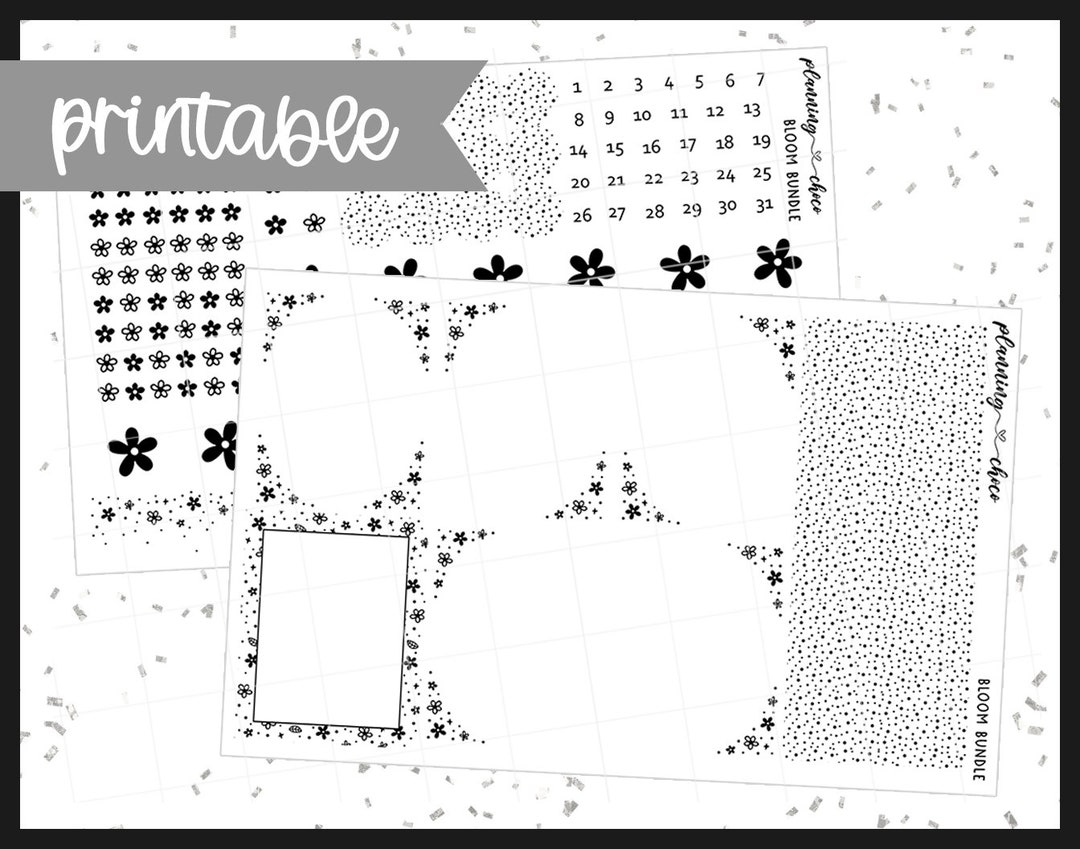 Bloom / Printable Foil Bundle / Foil Ready / Printable Planner Stickers ...