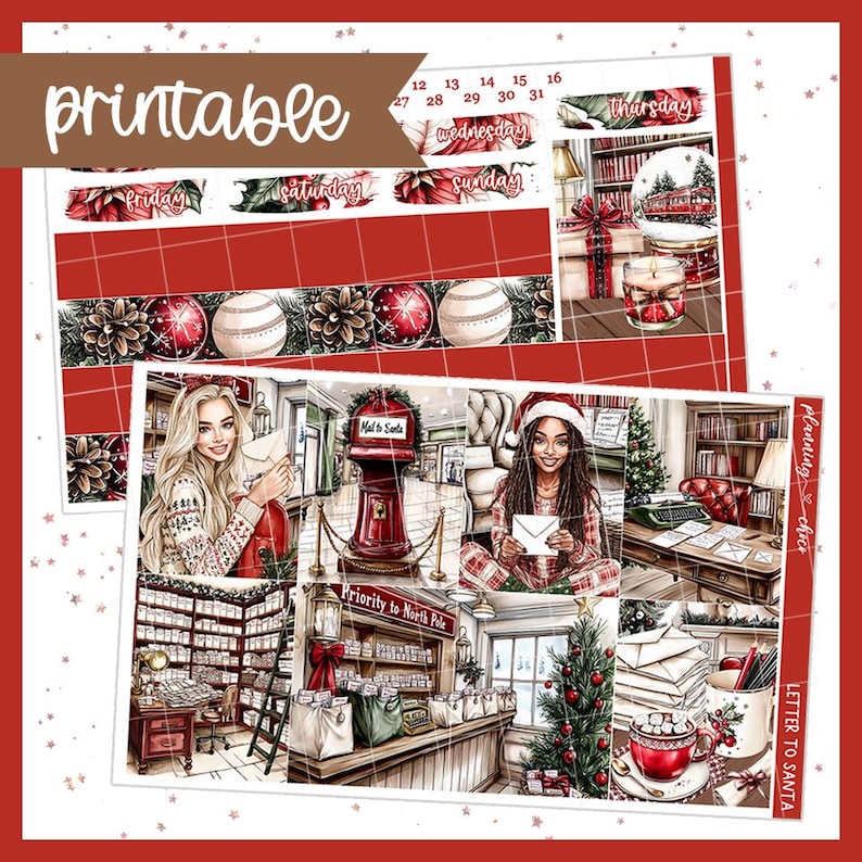Letter to Santa Weekly Kit : Printable Planner Stickers (PDF, PNG ...