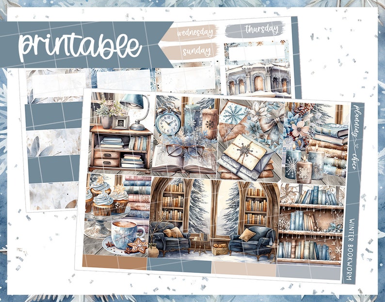 Winter Bookworm / Weekly Kit / Printable Planner Stickers / Erincondren ...