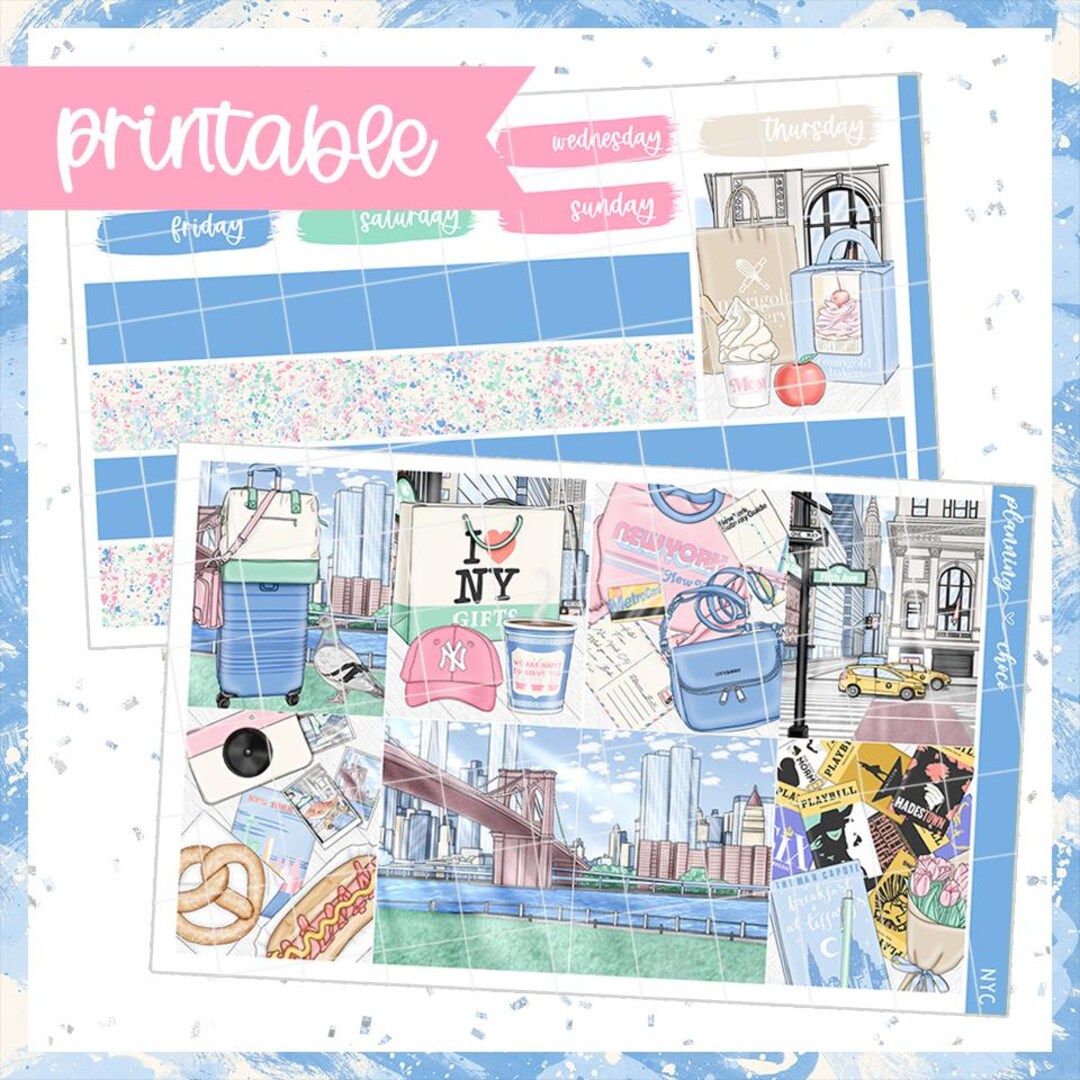 NYC / Weekly Kit / Printable Planner Stickers / Erincondren / Aura ...