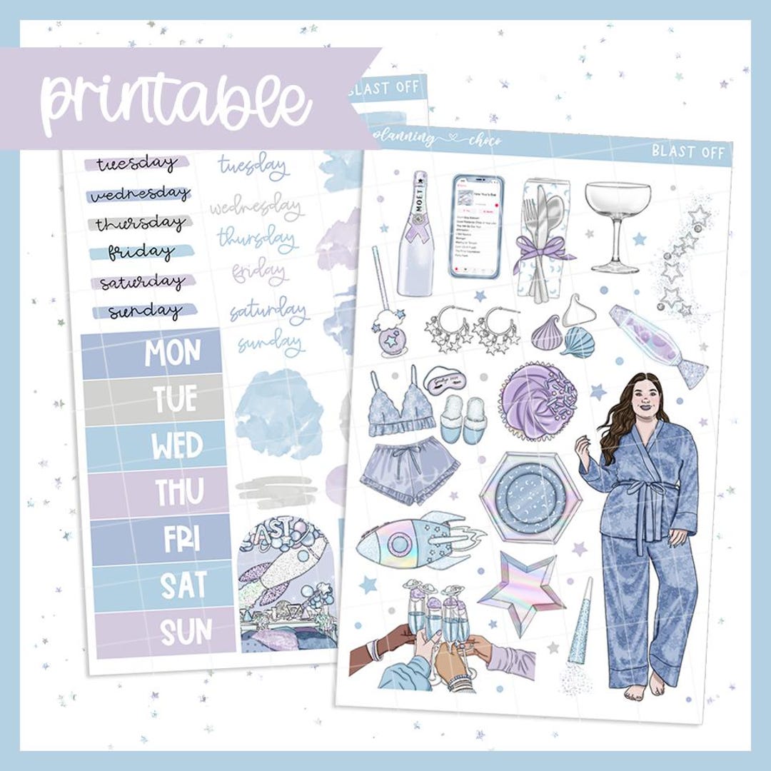 Blast off Journaling Kit: Printable Planner Stickers (PDF, PNG ...