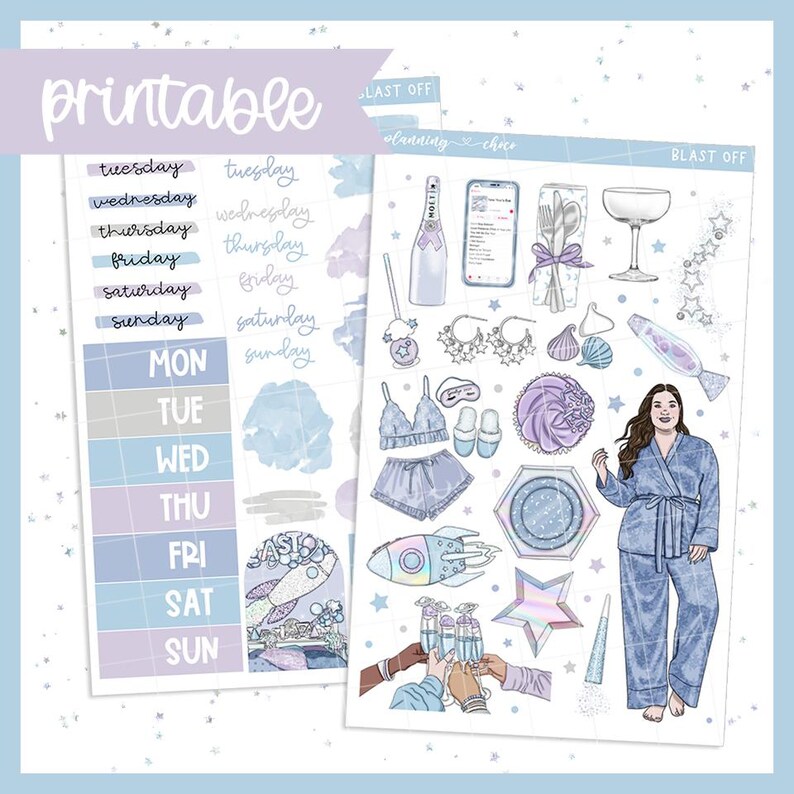 Blast off Journaling Kit: Printable Planner Stickers (PDF, PNG ...