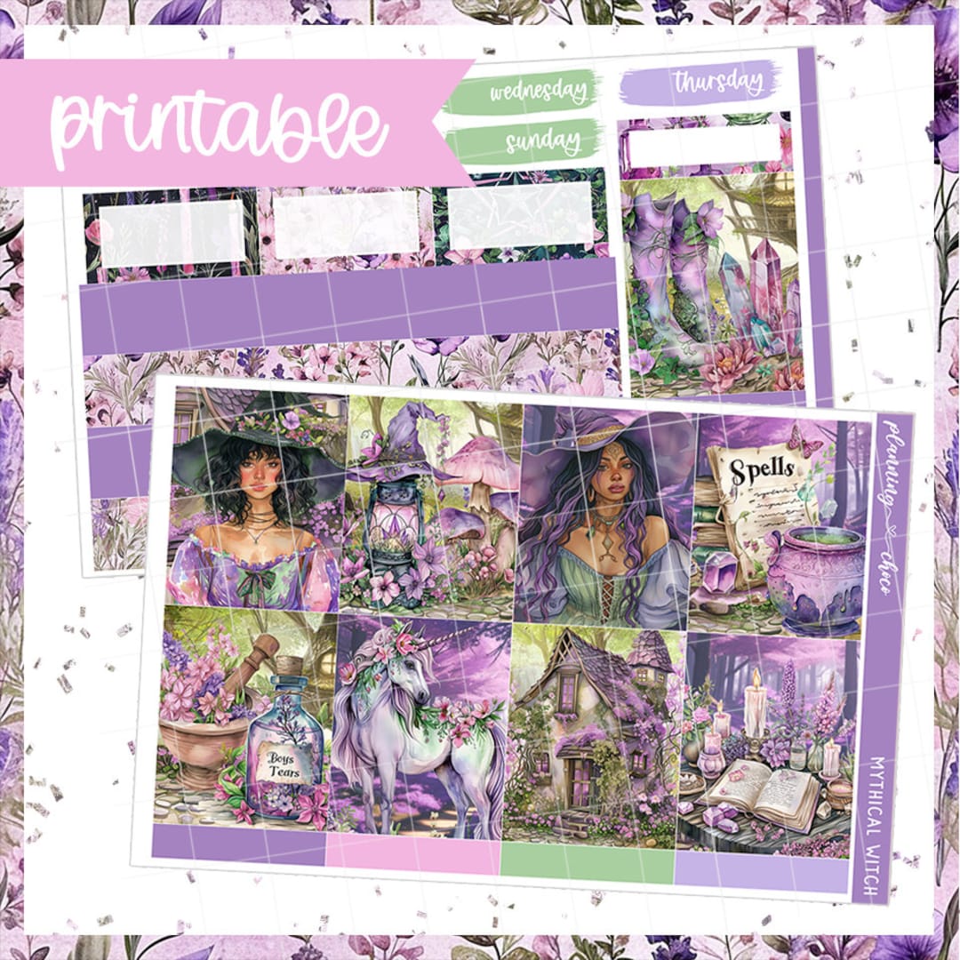 Mythical Witch / Weekly Kit / Printable Planner Stickers / Erincondren ...