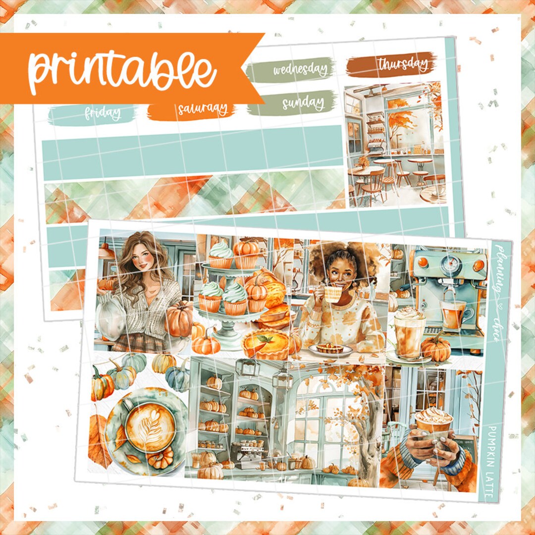 Pumpkin Latte Weekly Kit : Printable Planner Stickers (PDF, PNG ...