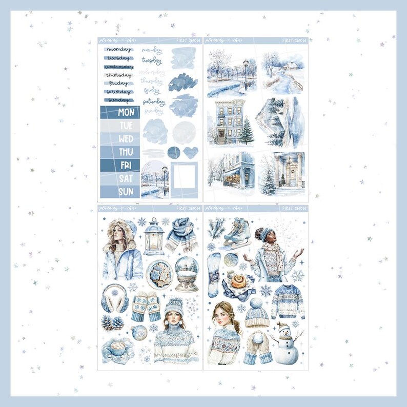 First Snow Journaling Kit: Printable Planner Stickers (PDF, PNG ...