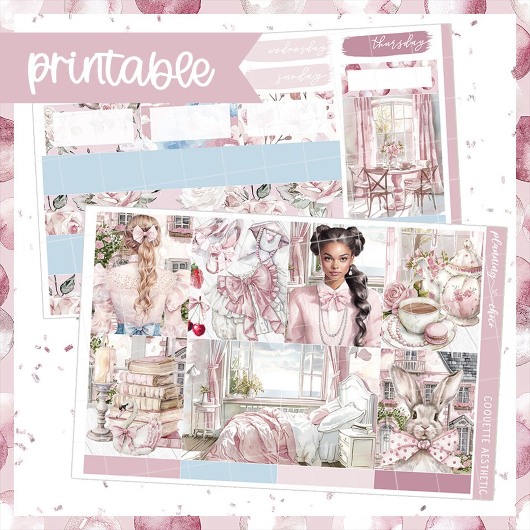 Coquette Aesthetic / Weekly Kit / Printable Planner Stickers ...