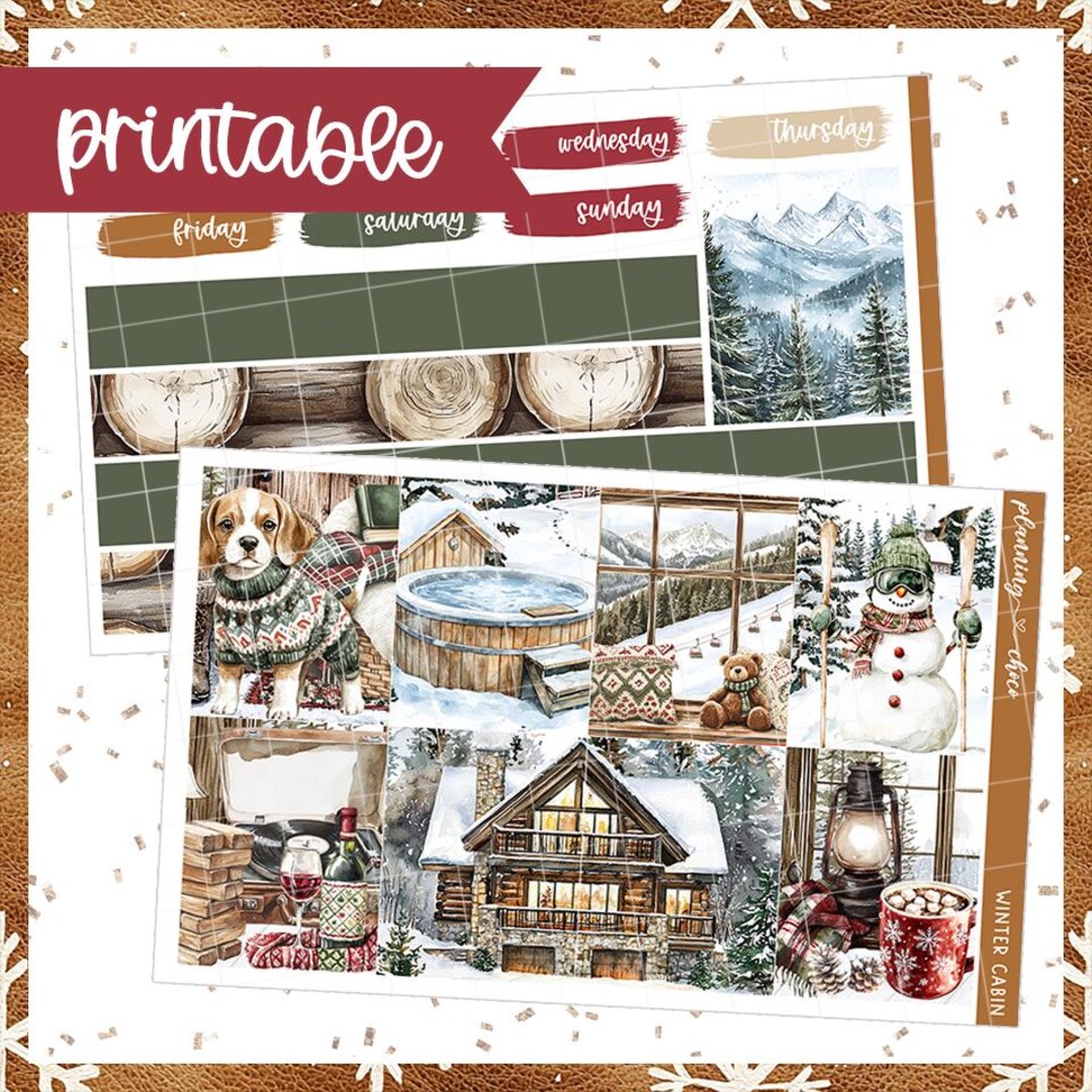Winter Cabin / Weekly Kit / Printable Planner Stickers / Erincondren ...