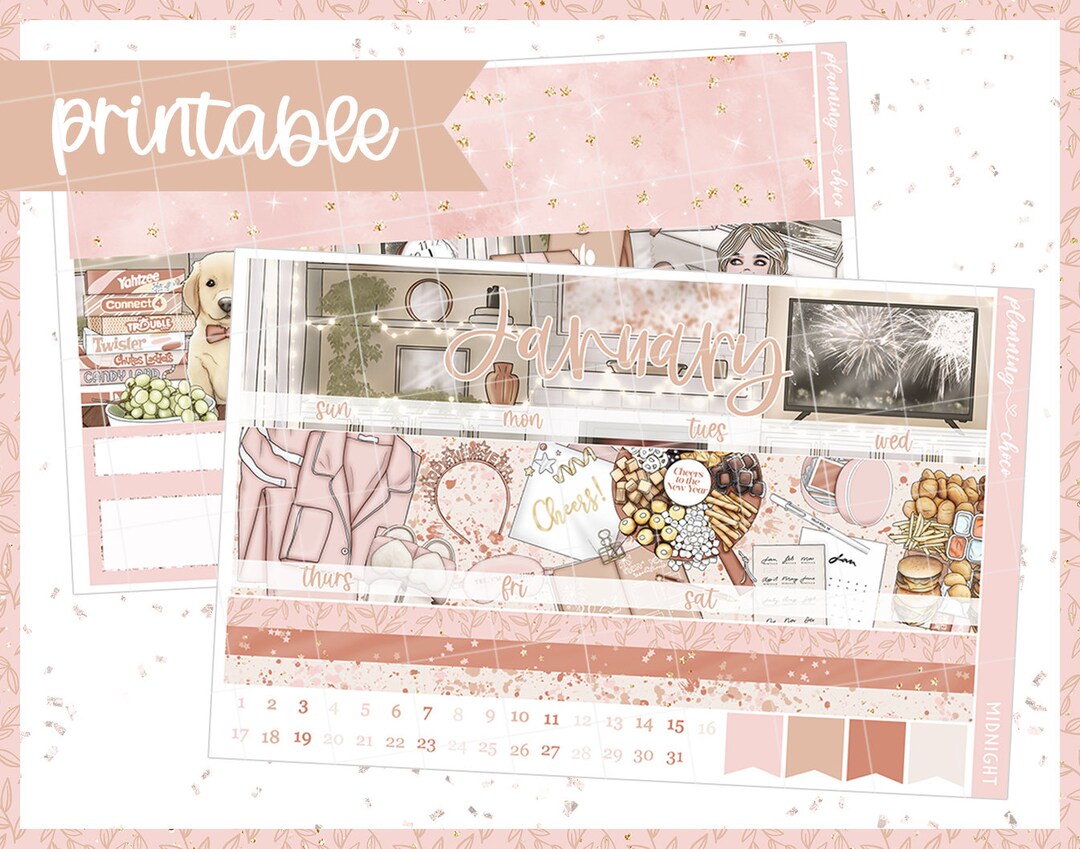 January Monthly Kit, Midnight : Printable Planner Stickers (PDF, PNG ...