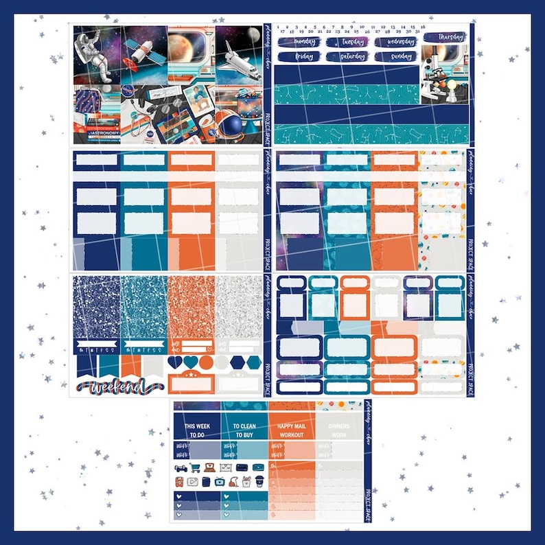 Project Space Weekly Kit : Printable Planner Stickers (PDF, PNG ...