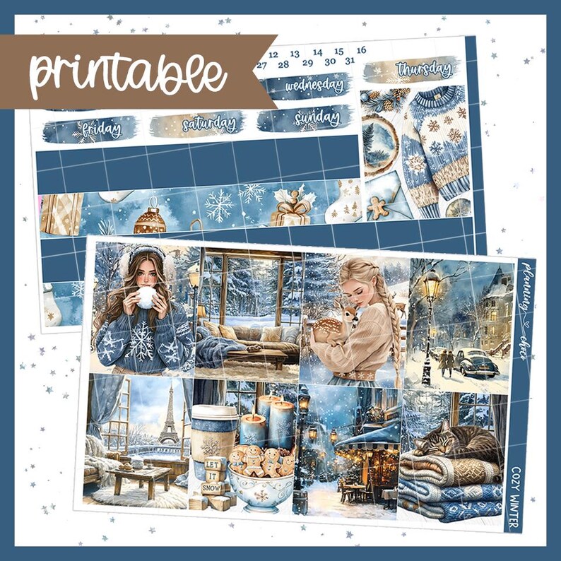 Cozy Winter Weekly Kit : Printable Planner Stickers (PDF, PNG ...