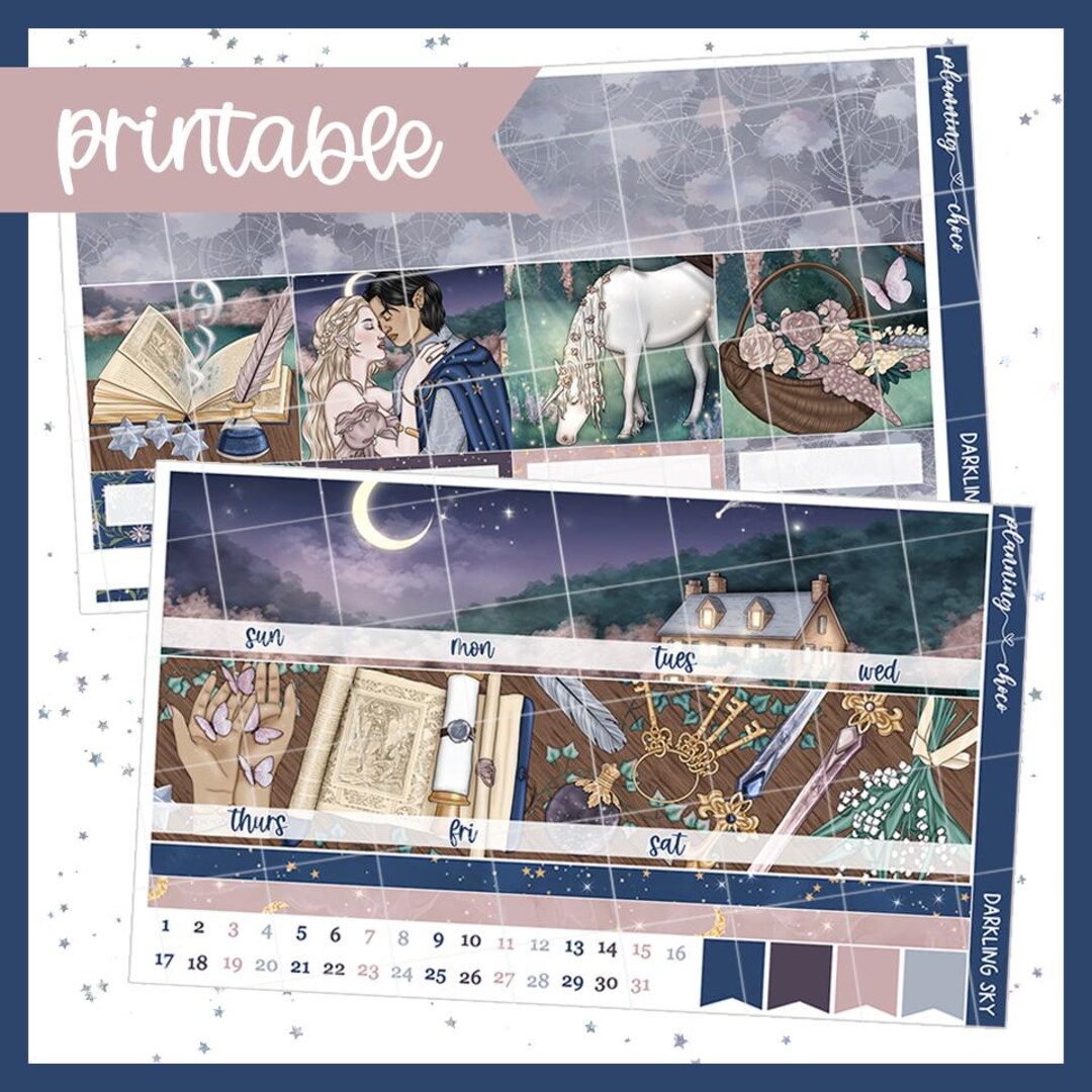 Darkling Sky / Monthly Kit / Printable Planner Stickers / Erincondren ...