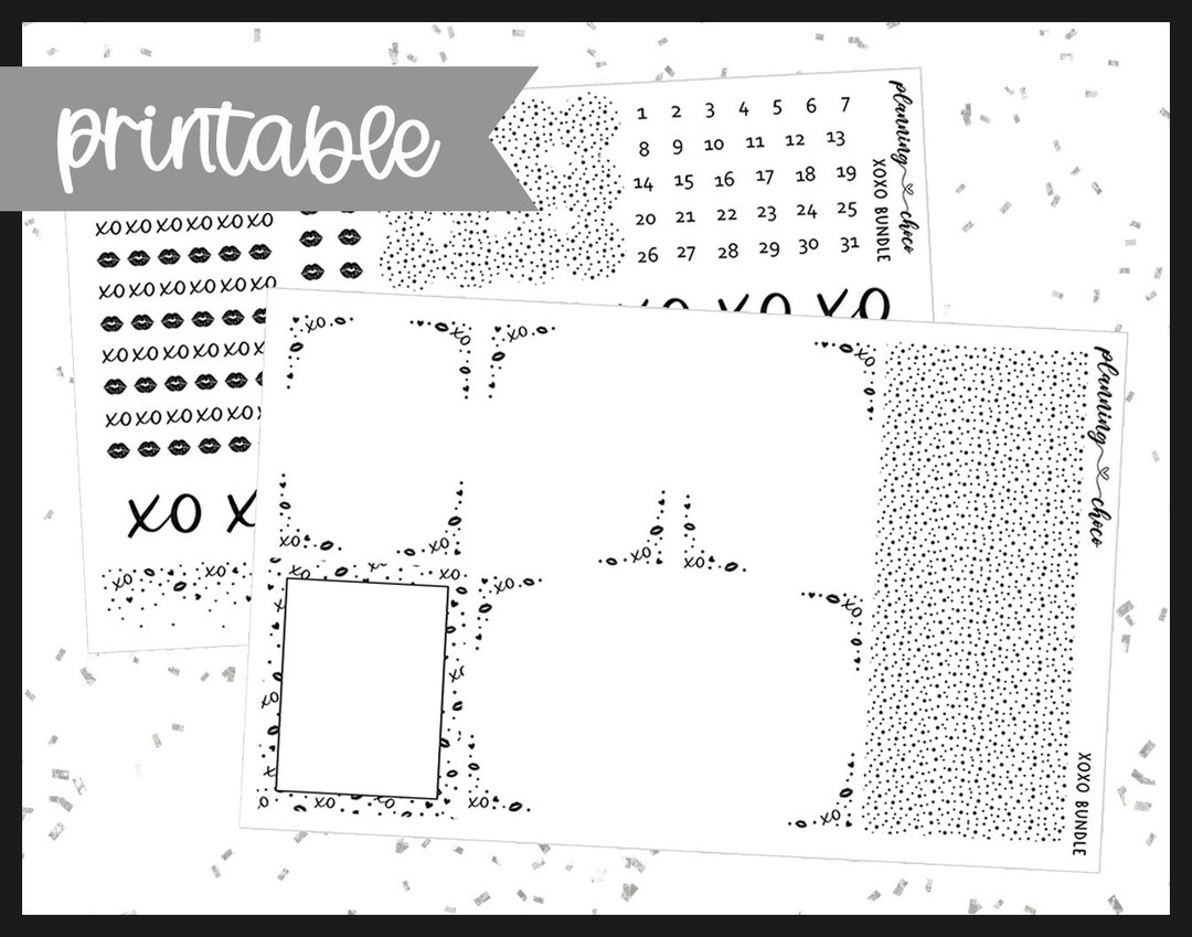 Xoxo / Printable Foil Bundle / Foil Ready / Printable Planner Stickers ...