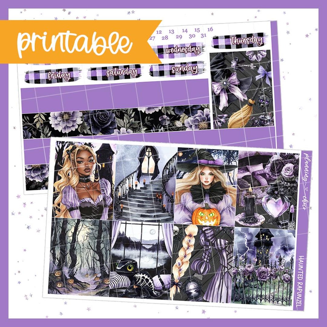 Haunted Rapunzel Weekly Kit : Printable Planner Stickers (PDF, PNG ...