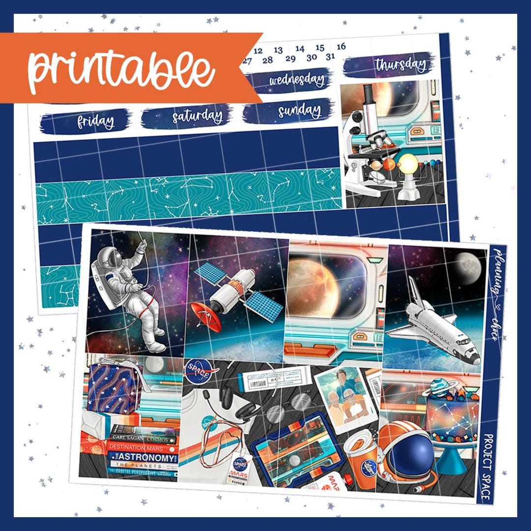 Project Space Weekly Kit : Printable Planner Stickers (PDF, PNG ...