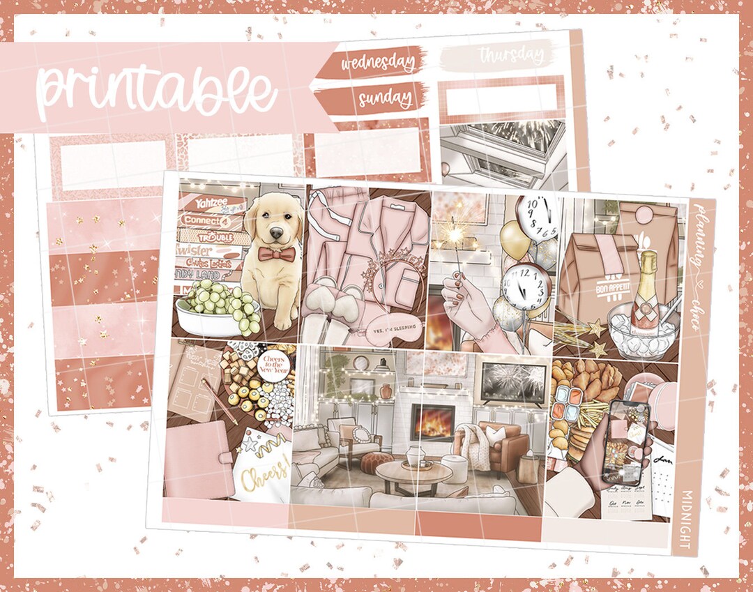 Midnight / Weekly Kit / Printable Planner Stickers / Erincondren / Aura ...