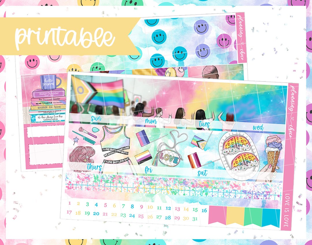 Love is Love / Monthly Kit / Printable Planner Stickers / Erincondren ...