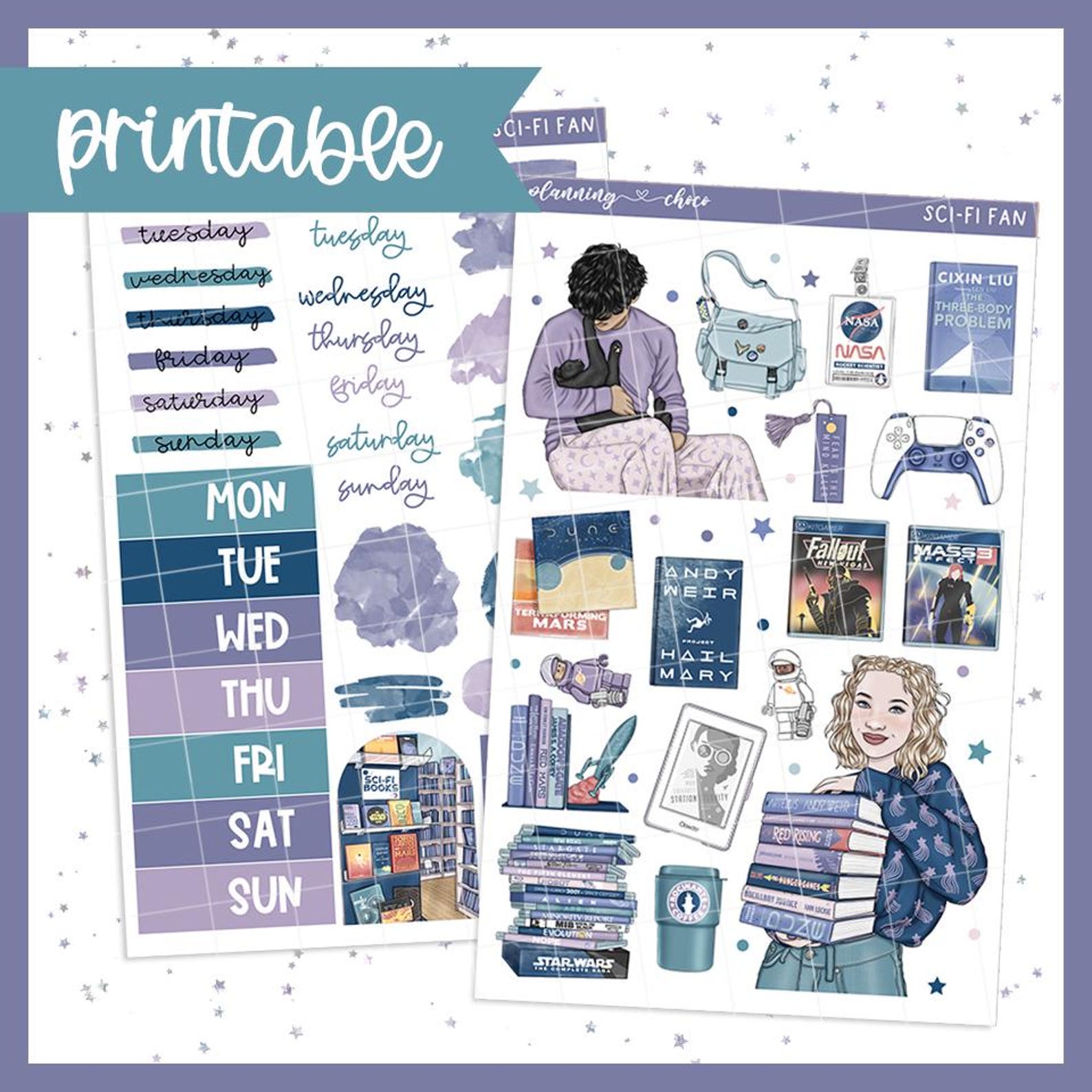 Sci-fi Fan Journaling Kit: Printable Planner Stickers (PDF, PNG ...