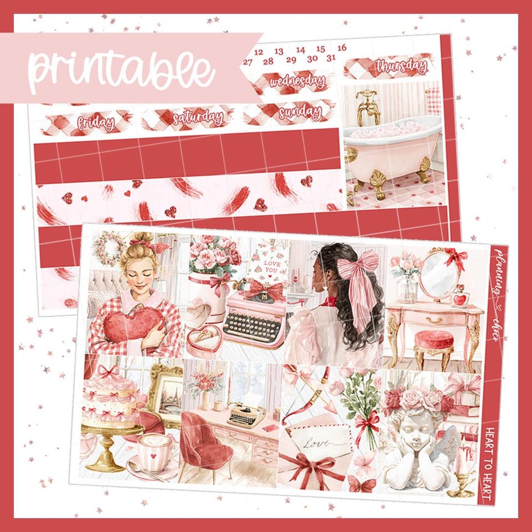 Heart to Heart Weekly Kit : Printable Planner Stickers (PDF, PNG ...
