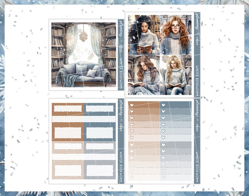 Winter Bookworm / Weekly Kit / Printable Planner Stickers / Erincondren ...