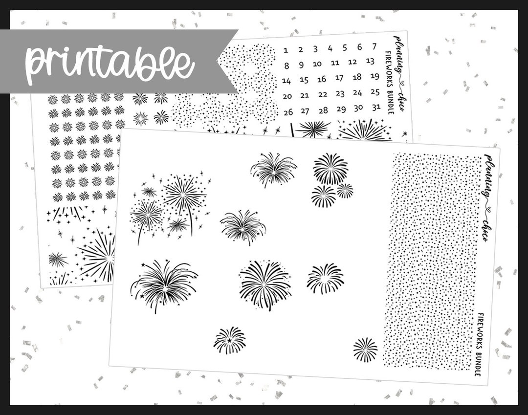 Fireworks / Printable Foil Bundle / Foil Ready / Printable Planner ...